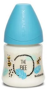 Suavinex Kojenecká láhev kulatá silikonová savička 150 ml Modrá včela
