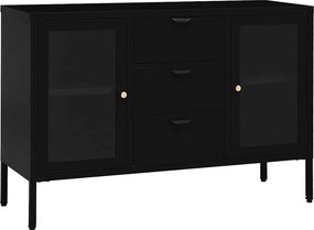 Příborník černý 105 x 35 x 70 cm ocel a tvrzené sklo 336076