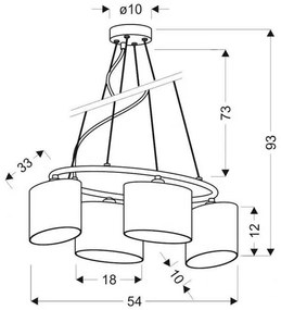 Lustr na lanku BAN 4xE14/40W/230V