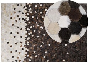 Kožený patchworkový koberec 160 x 230 cm hnědočerný EYIM Beliani