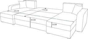 Rozkládací sedací souprava do U VALERIO 305x140 cm, tmavě šedá