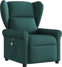 Elektrické masážní polohovací křeslo tmavě zelené textil 3303370