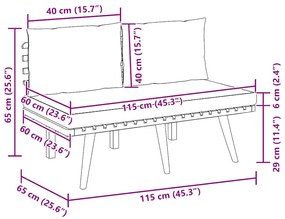vidaXL Marketos Zahradní lavice s poduškami 115 cm masivní akáciové dřevo
