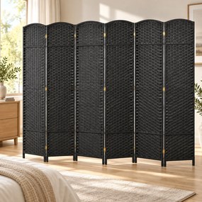 HOMCOM Skládací rozdělovací stěna 6-panelová 240x170 cm - Záclona pro soukromí do obývacího pokoje, ložnice, kanceláře - černá