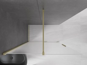 Mexen Velar, sprchová zástěna s posuvnými dveřmi Walk-in 150 x 200 cm, 8mm sklo námraza, zlatá matná, 871-150-000-33-55