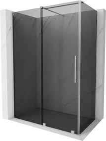 Mexen Velar, sprchový kout s posuvnými dveřmi 140 x 85 cm, 8mm šedé sklo, broušená ocel, 871-140-085-41-97