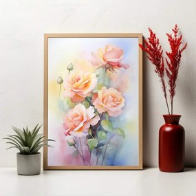 Plakát - Romantika růžových květů