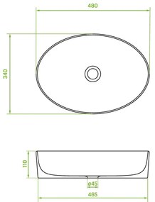Laveo Desna, umyvadlo na desku 480x340x110 mm, bílá lesklá, LAV-VUD_6248