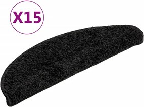 Schodové rohože 15 ks 56 x 17 x 3 cm černé, půlkulaté 133893