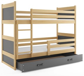 Patrová postel Rico borovice / grafit 90x200 cm s matrací BMS Group