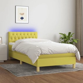 vidaXL Box spring postel s matrací a LED 90x200 cm textil [3133926] Barva: tmavě hnědá