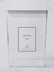 MATCHA TEA – průhledná samolepka na dózu, základní písmo, 6 × 8 cm | DomaLEP