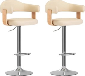 vidaXL Barové stoličky 2 ks ohýbané dřevo a umělá kůže [327335] Barva: krémová a světle hnědá