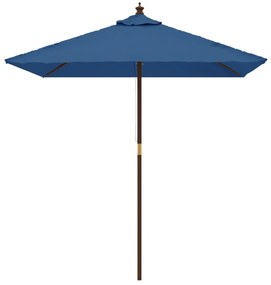 Zahradní slunečník s dřevěnou tyčí azurově modrý 198x198x231 cm - Default Title