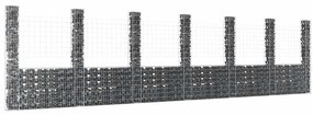 Gabionový koš ve tvaru U se 7 sloupky železo 740 x 20 x 200 cm 151294