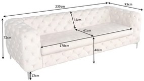 Designová sedačka Rococo 235 cm šampaňský samet