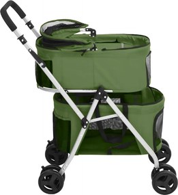2patrový skládací kočárek pro psa zelený 83 x 48 x 97 cm oxford 172207