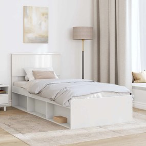 Rám postele s čelo Bílá 90 x 200 cm Masivní borové dřevo 3410645