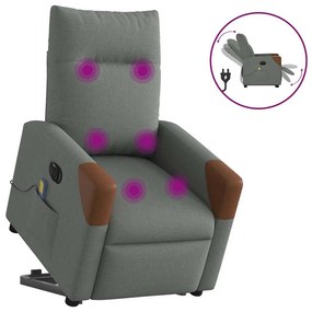 Elektrické zvedací masážní polohovací křeslo tmavě šedé textil 3324031