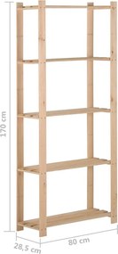 Úložný regál s 5 policemi 80 x 28,5 x 170 cm masivní borovice 327320
