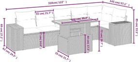 7dílná zahradní sedací souprava s poduškami béžová polyratan 3272648