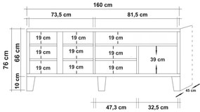 Designový TV stolek Aaralyn 160 cm borovice atlantská