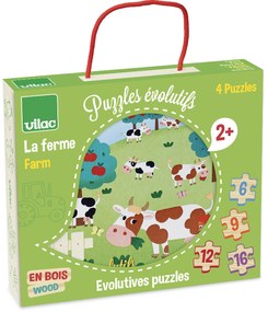 Vilac Dřevěné puzzle Farma 4 v 1