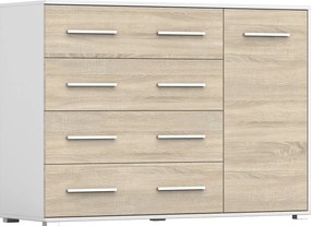 IDZ Komoda FRIDA 02 1D4S, 135 cm Dub Sonoma / Bílá