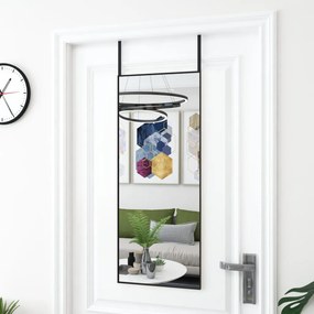 Zrcadlo na dveře černé 40 x 100 cm sklo a hliník 327408