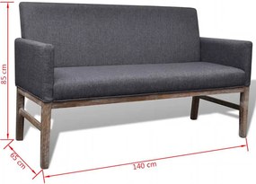 Lavice s polstrovanou poduškou textil kaučukovník tmavě šedá 241664