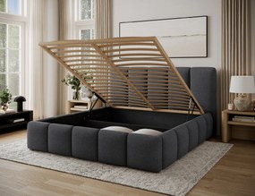 Postel Edvige + Dřevěný rám + plynový výtah + kontejner 160x200