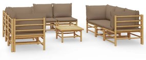 vidaXL 9dílná zahradní sedací souprava s taupe poduškami bambus
