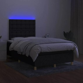 Box spring postel s matrací a LED černá 120x190 cm textil 3270276