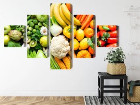 Vícedílný obraz Ovoce A Zelenina V Barvách Duhy Nedostatek Nedostatek Přírodní plátno 150x90