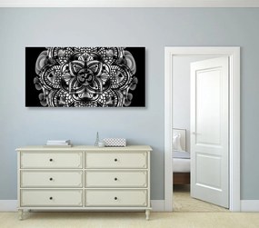 Obraz Mandala zdraví v černobílém provedení - 120x60 cm