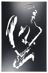 Živá Zeď Dřevěná nástěnná černá dekorace Saxofon