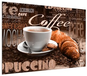 Obraz kávy a croissantů (100x70 cm)