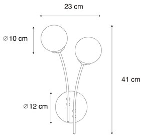Moderní nástěnná lampa zlatá 2-světlo s kouřovým sklem - Atény