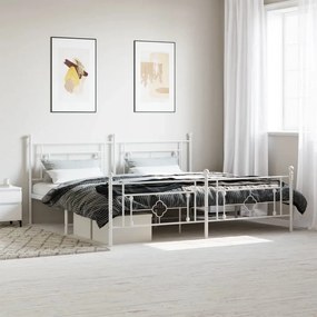 vidaXL Kovový rám postele s hlavovým a nožním čelem 200 x 200 cm [374364] Barva: Bílá