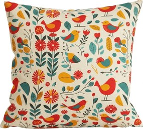 Povlak na polštář z mikrovlákna RETRO PTÁČEK 45x45 cm, barevný