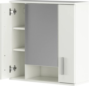 Závěsná skříňka se zrcadlem, matná bílá, LESSY NEW 01