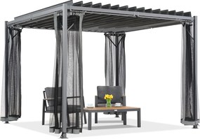 Antracitová pergola Tasos 3x3 m s moskytiérou Garden Point