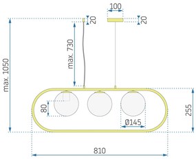 Toolight - Moderní stropní lampa 3xE27 60W APP915-3CP, zlatá, OSW-03205
