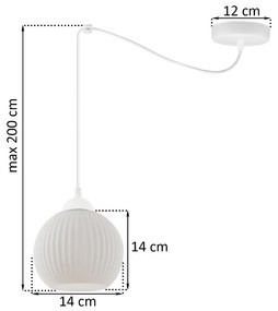 Závěsné svítidlo Riffle Round Spider, 1x bílé skleněné stínítko, w