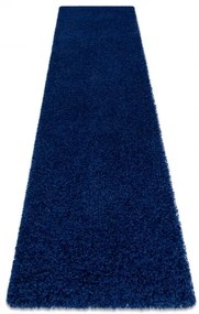 Koberec Běhoun jednobarevný SOFFI shaggy 5cm tmavě modrý Rozměr: 60x250 cm