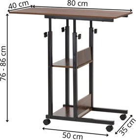 Mobilní psací stůl 80x40x76-86 cm SPRINGOS HF0060 tmavě hnědý