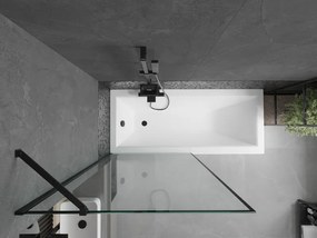 Mexen Next, vanová zástěna 1-křídlová 90 x 150 cm, fixní křídlo, 6 mm čiré sklo s černým vzorem, černý profil, 895-090-000-00-70-70