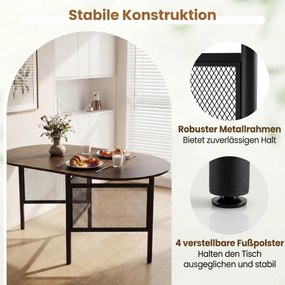 Costway Skládací jídelní stůl pro 6-8 osob Prostorově úsporný Oválný