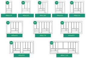 In-Design Příborník UNI 490 mm šedá metalíza - různé šířky Šířka příborníku (mm): 1085 - 1119