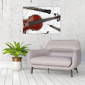 Skleněný obraz - Hudební nástroje (70x50 cm)